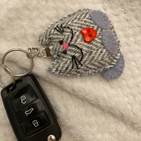 Harris Tweed Cat Keyring,cat Keyring,tweed Cat,scottish Gift,gift Under ...