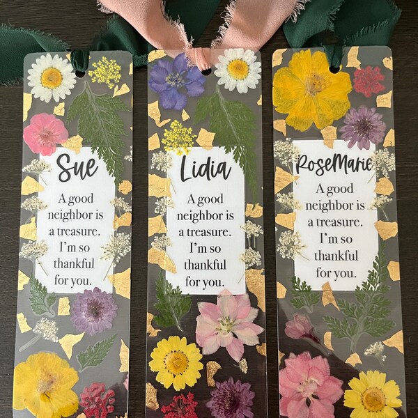 Full Custom Quote Pressed Flower Bookmark, Personalized Custom Text ...