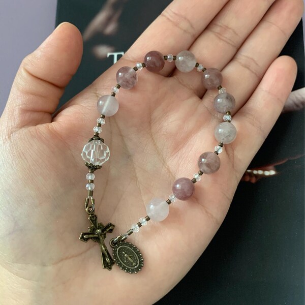 Modern White Catholic Rosary - Gold - Catholic Rosary - Gemstone Rosary ...