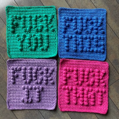 Swearing Dishcloth Set, PDF Download of Crochet Dishcloth Patterns - Etsy