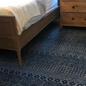 8 X 10 9 X 12 Handmade Hand-dyed Indigo Rug White/indigo | Etsy