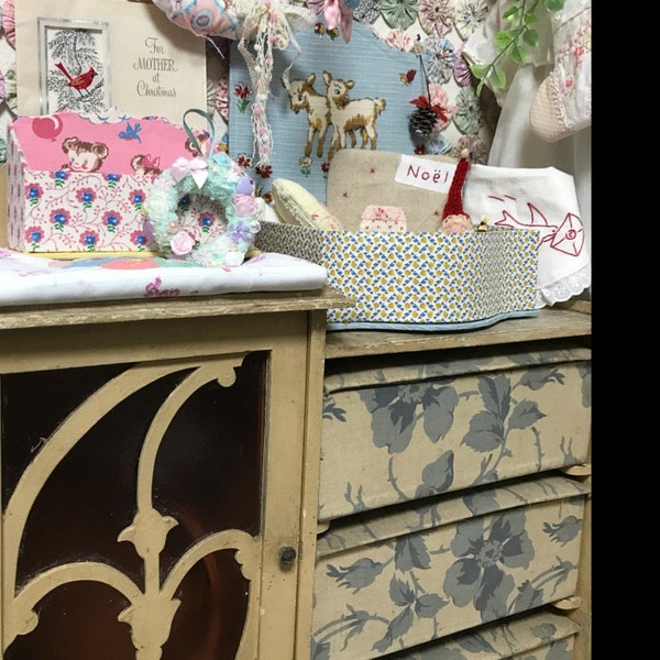 Antique French Country Tramp Art Chest of Drawers Toile De Jouy Lining ...