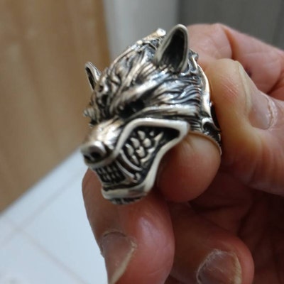 Werewolf Ring, Silver Wolf Ring, Mens Silver Ring, Wolf Head Ring, 925 ...