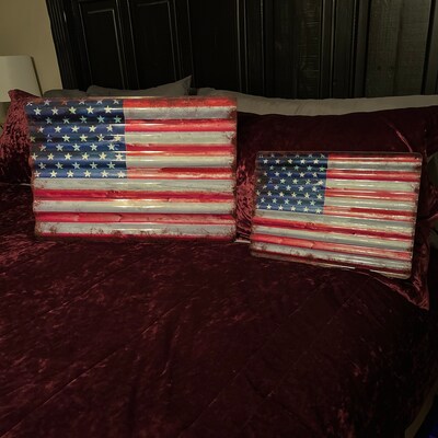 24 Inch Rustic American Flag Metal Sign - Etsy