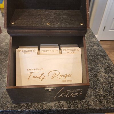 Custom Recipe Box With Cards the Secret Ingredient is Love Wedding Gift ...