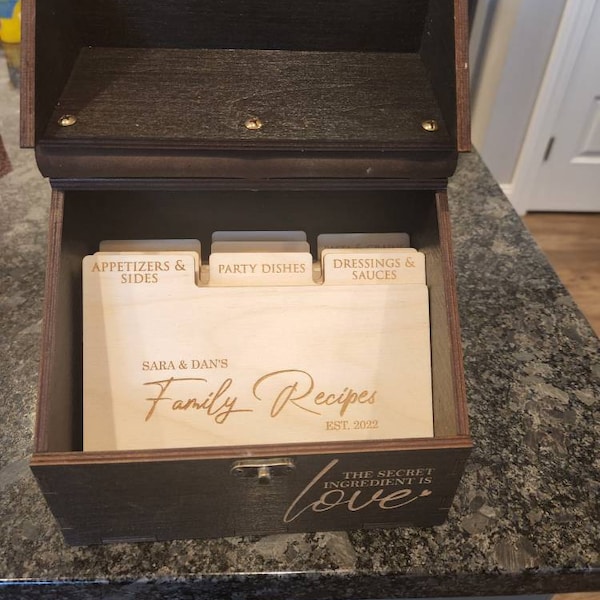 Custom Recipe Box With Cards the Secret Ingredient is Love Wedding Gift ...