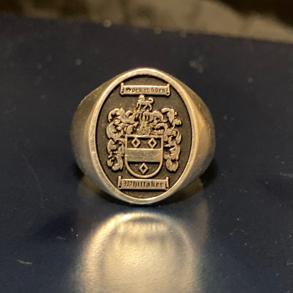14K Solidgold Coat of Arms Signet Ring, Christmas Gift, Family Crest ...