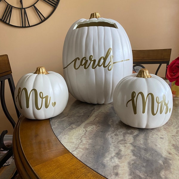 Fall Wedding Pumpkin Card Box, Gold Mr & Mrs Decor - Etsy
