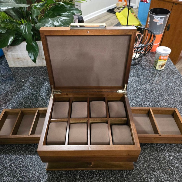 Personalized Watch Box for Men 8 Divider Slots Engraved Wooden Jewelry ...
