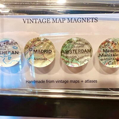 Custom Vintage Map Magnets, Set, You Pick the Locations, Map Gifts ...