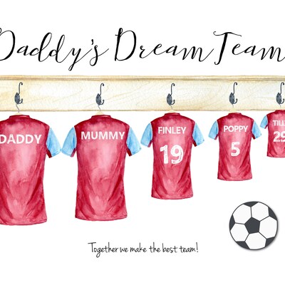 Fathers Day Gift, Football Print, Dads Dream Team, Gifts for Dad ...