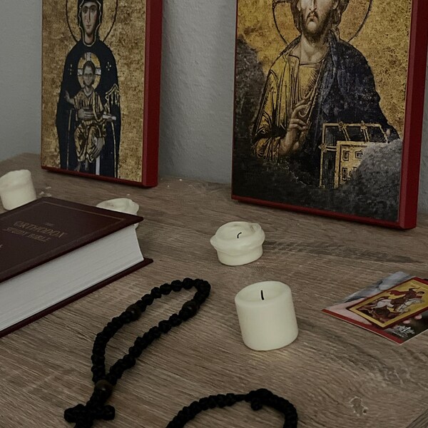 150 Knot Eastern Orthodox Prayer Rope White Satin Cord and Olive Wood ...