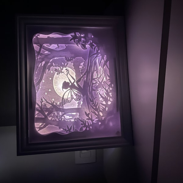 Fairy Moon Shadow Box SVG: Paper Cut Lightbox Template (digital File ...