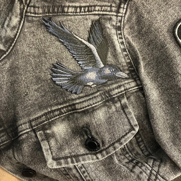 Raven, Crow Flying, Bird Embroidered Patch 3 Sizes Available, or I Can ...
