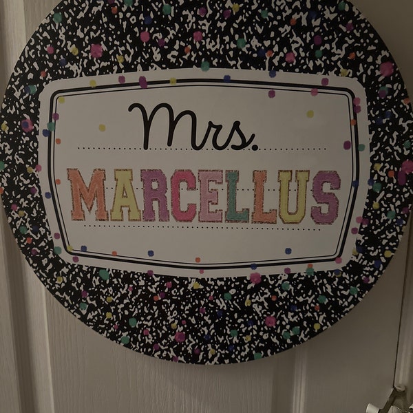 Personalized Teacher Door Sign: Composition Notebook Classroom Decor - Etsy