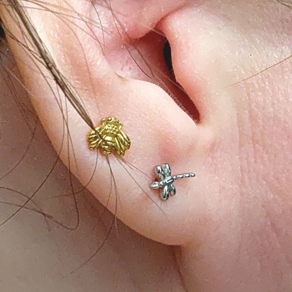 Dainty Dragonfly Threadless Flat Back Earring, 20,18,16ga, 5-10mm ...