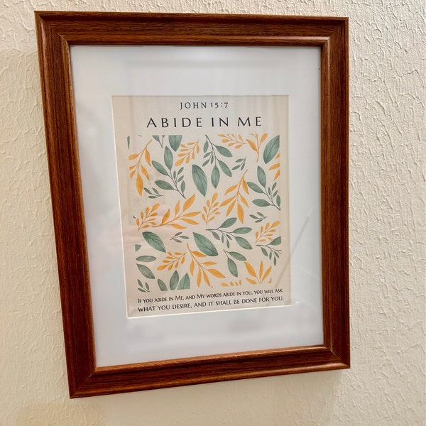 John 15:5 Abide in Me Bible Verse Prints, Christian Aesthetic Poster ...