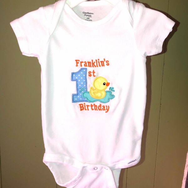 Rubber Ducky Duck Birthday Number 1 Digital Machine Embroidery Applique ...