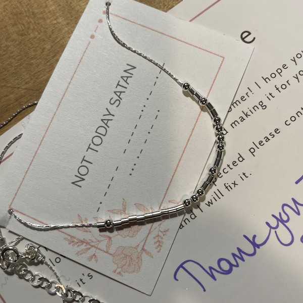 Not Today Satan Morse Code Necklace, Christian Jewelry, Mantra Necklace ...