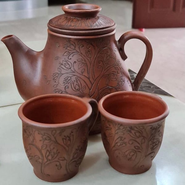 Handmade Ceramic Tea Set: Teapot With Infuser and Two Cups - Etsy