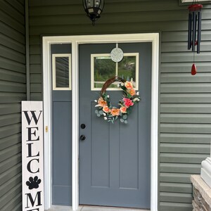 Wood WELCOME Sign Interchangeable O Attachment Pieces Large Vertical ...