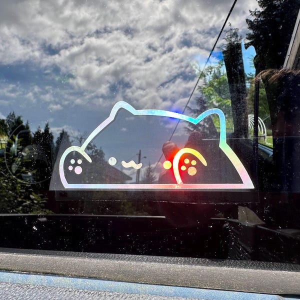 Peeking Bongo Cat Car Planner Laptop Cup Vinyl Decal Sticker - Etsy