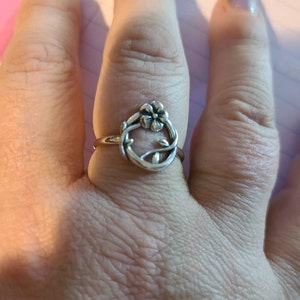 Flower Circle Ring Sterling Silver Ring Vine Ring Circle Silver Ring ...
