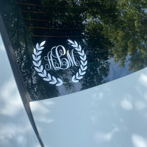 Custom Laurel Leaf Monogram Decal Personalized Vinyl Sticker Car/truck ...