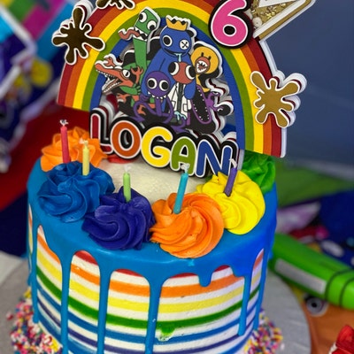Rainbow Friends Inspired Cake Topper Rainbow Friends Birthday Gaming ...