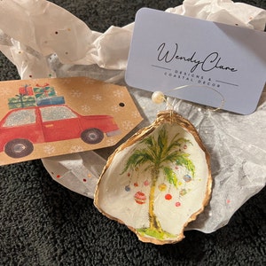 Palm Tree Oyster Shell Ornament. Seashell Christmas Ornament. - Etsy