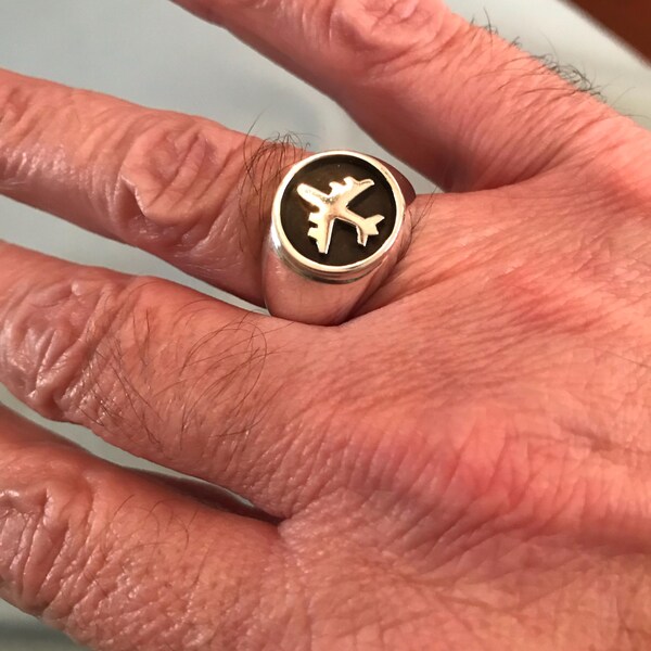 Pilot Graduation Gift Airplane Signet Ring - Aviator Gift for Dad ...