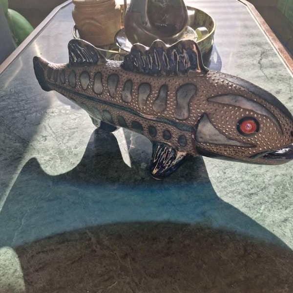 Sheep Sculpture Handmade Art Ceramic Blue Ram Modern Figurine Lamb ...