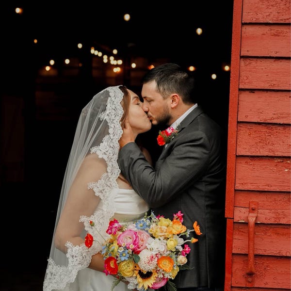 Wildflower Bridal Bouquet, Colorful Orange Hot Pink Wedding Bouquet ...