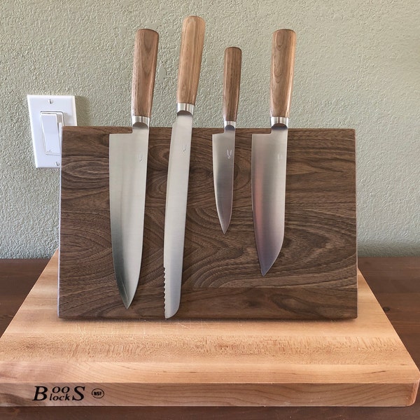 Magnetic Knife Display for Chef Knives | Wooden Knife Stand | Magnetic ...