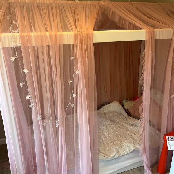 DELUXE With Frill Blush Canopy, Tulle Bed Canopy, Custom Size Bed ...