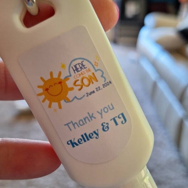 Set of 12 Mini Personalized Sunscreen SPF30 With Here Comes the Son ...