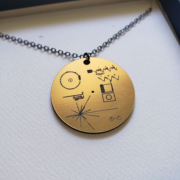 Voyager Golden Record Pendant: Laser Cut/etched Plastic Necklace, NASA ...