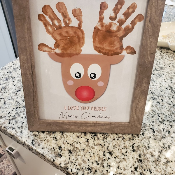Love You Deerly / Merry Christmas Reindeer / Christmas Xmas Handprint ...
