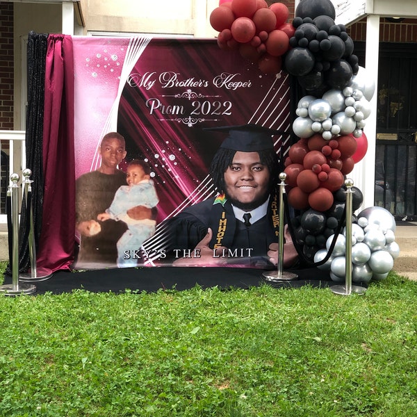 Prom Backdrop, Burgundy Senior Prom Backdrop, Burgundy Silver Backdrop ...