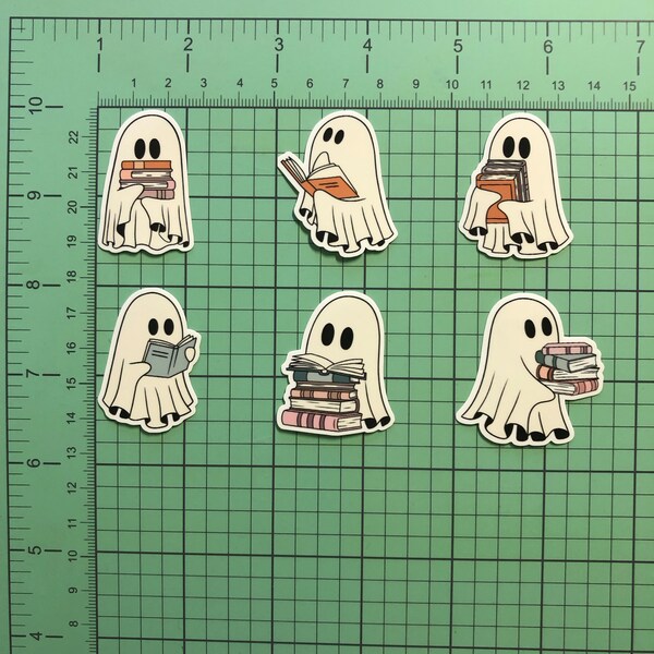 Ghost Reading Stickers, Teacher Halloween Sticker, Book Lover Sticker ...