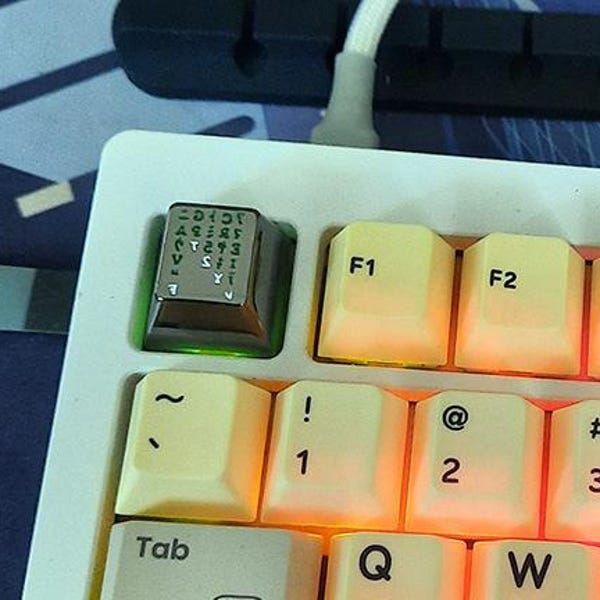 Geometry Alpha Metal Artisan Keycap - Iridescent Anodized Rainbow ...