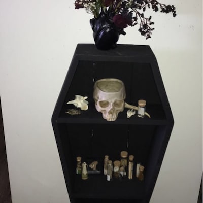 52 Inch Coffin Bookshelf, Goth, Spooky, Home Decor, Bookcase, Mystic ...