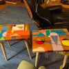 Colorful Funky Resin Side End Tables Unique Pink Blue - Etsy