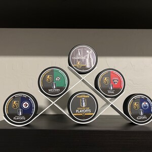 Ice Hockey Puck Holder, Bedroom Décor, Holds 6 Hockey Pucks for a ...