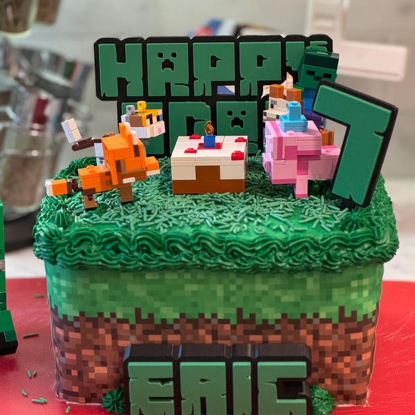 Video Game Pixels Edible Cake Wrap or Gamer Birthday Cake Topper - Etsy