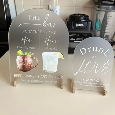 Frosted Acrylic Arch Bar Menu Signature Drink Sign Custom - Etsy
