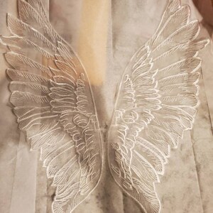 White Angel Wing Applique PAIR in Organza for Bridal, Garments ...