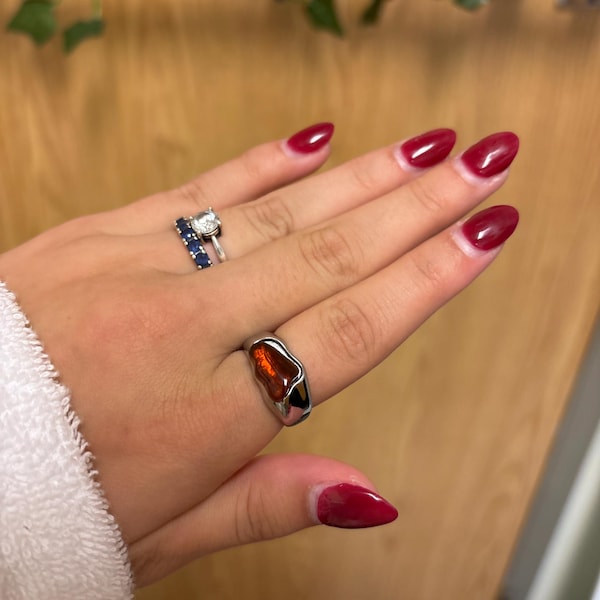 Gemstone Ring, Statement Ring Irregular Chunky Gemstone Ring, Agate ...