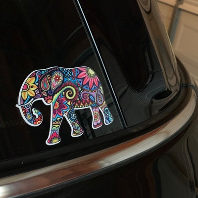 Small Elephant Laptop Decal Colorful Design Bumper Sticker - Etsy