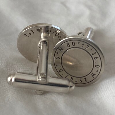 Engraved Coordinate Cufflinks, Latitude Longitude, Engraved Cufflinks ...